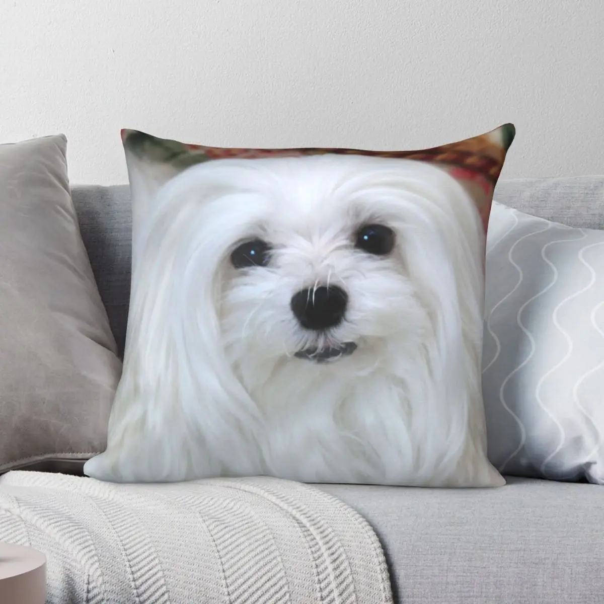 Snowdrop-The-Maltese-Pillowcase-Polyester-Linen-Velvet-Creative-Zip ...