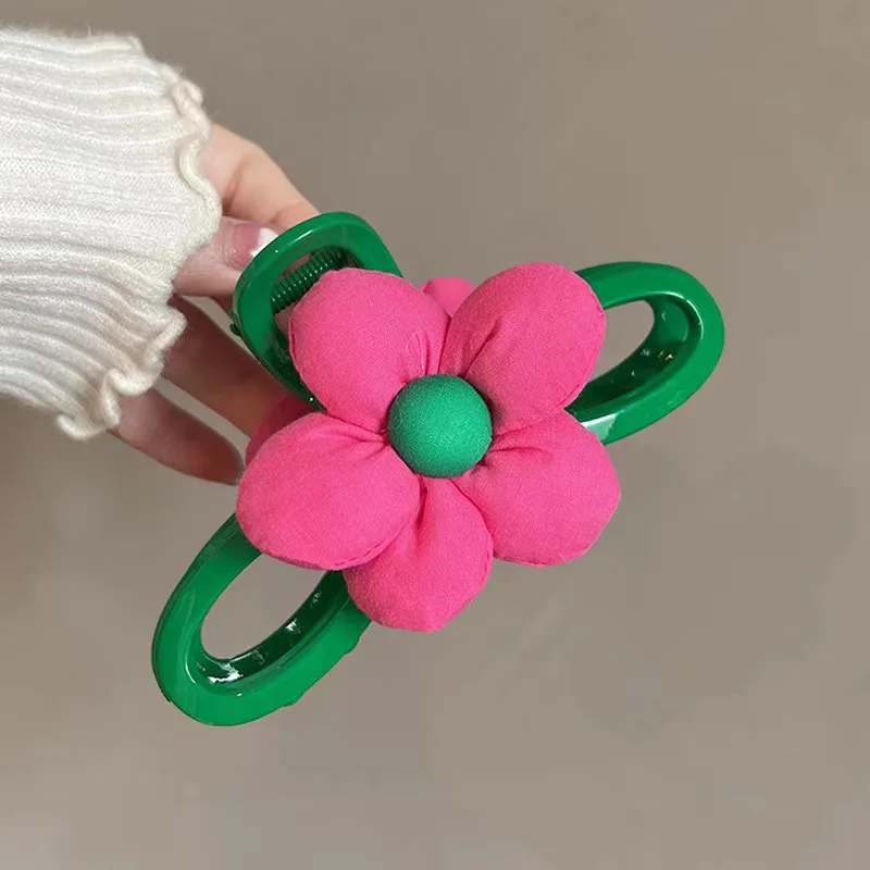 1pc High end contrasting flower clip, summer large hair clip, back of ...