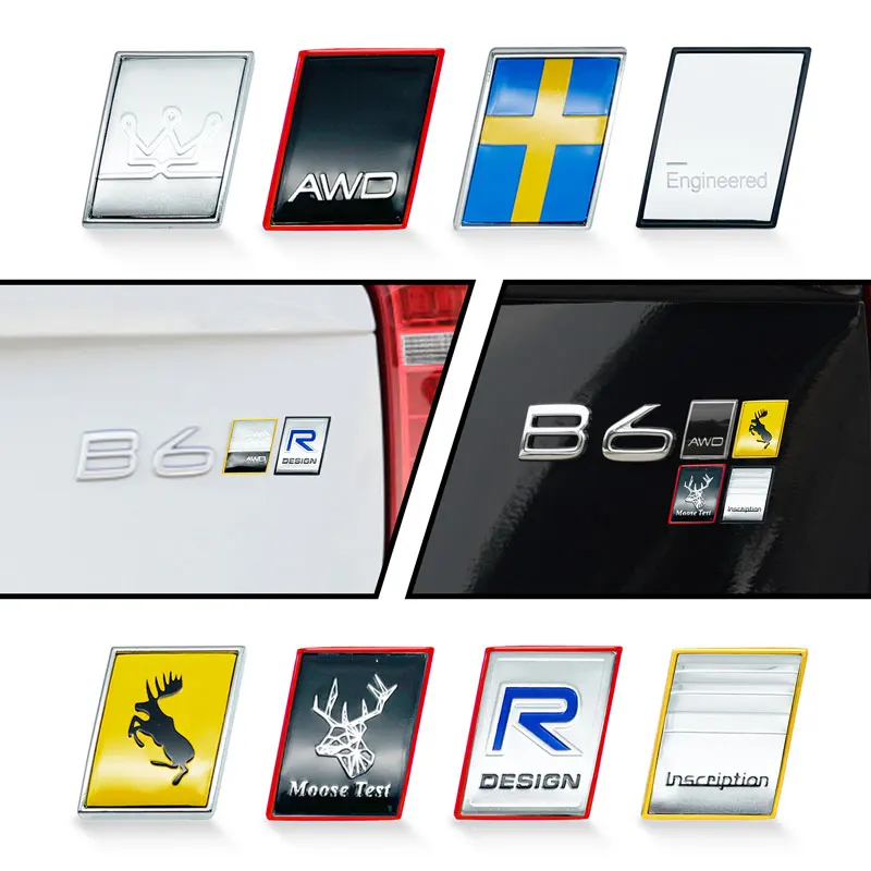 Auto Metal Sticker Swedish Flag Moose Test Deer Emblem R Design Badge ...