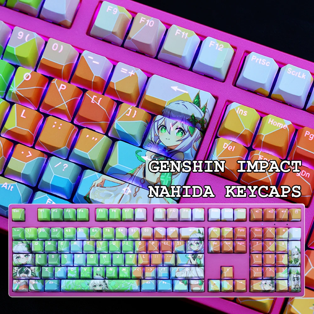 108 teclas 98 teclas Genshin Impact Nahida Cosplay Keycaps PBT ...