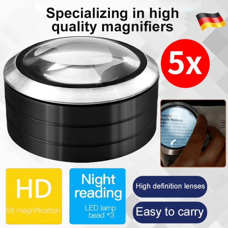 Portable-Desktop-Magnifier-Lens-Led-Light-Paperweight-Cylinder-Desktop ...