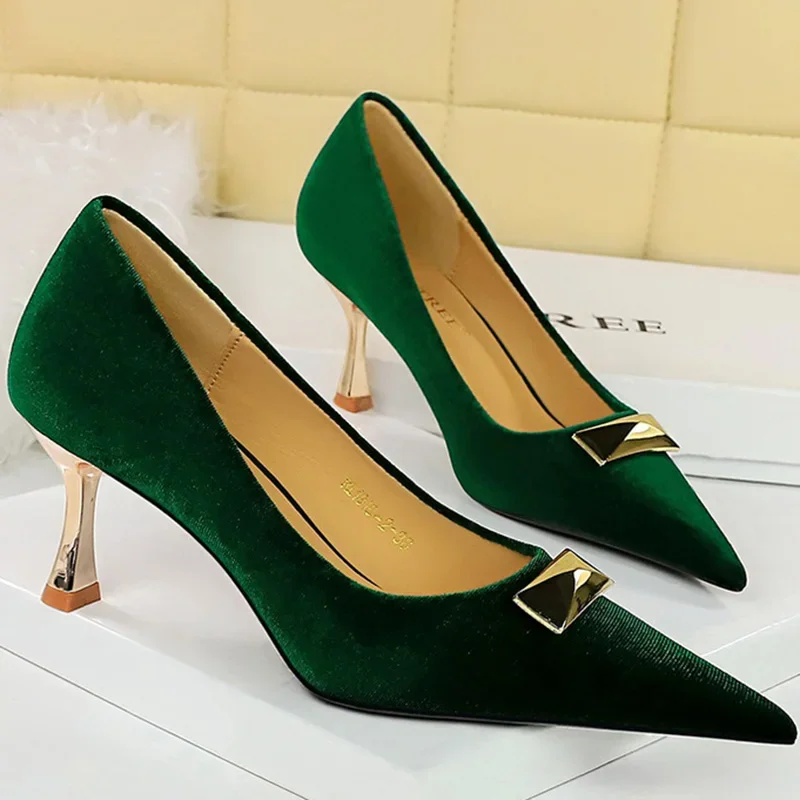 Women 7cm High Heels Metal Heels Wedding Replica Pumps Lady Luxury ...