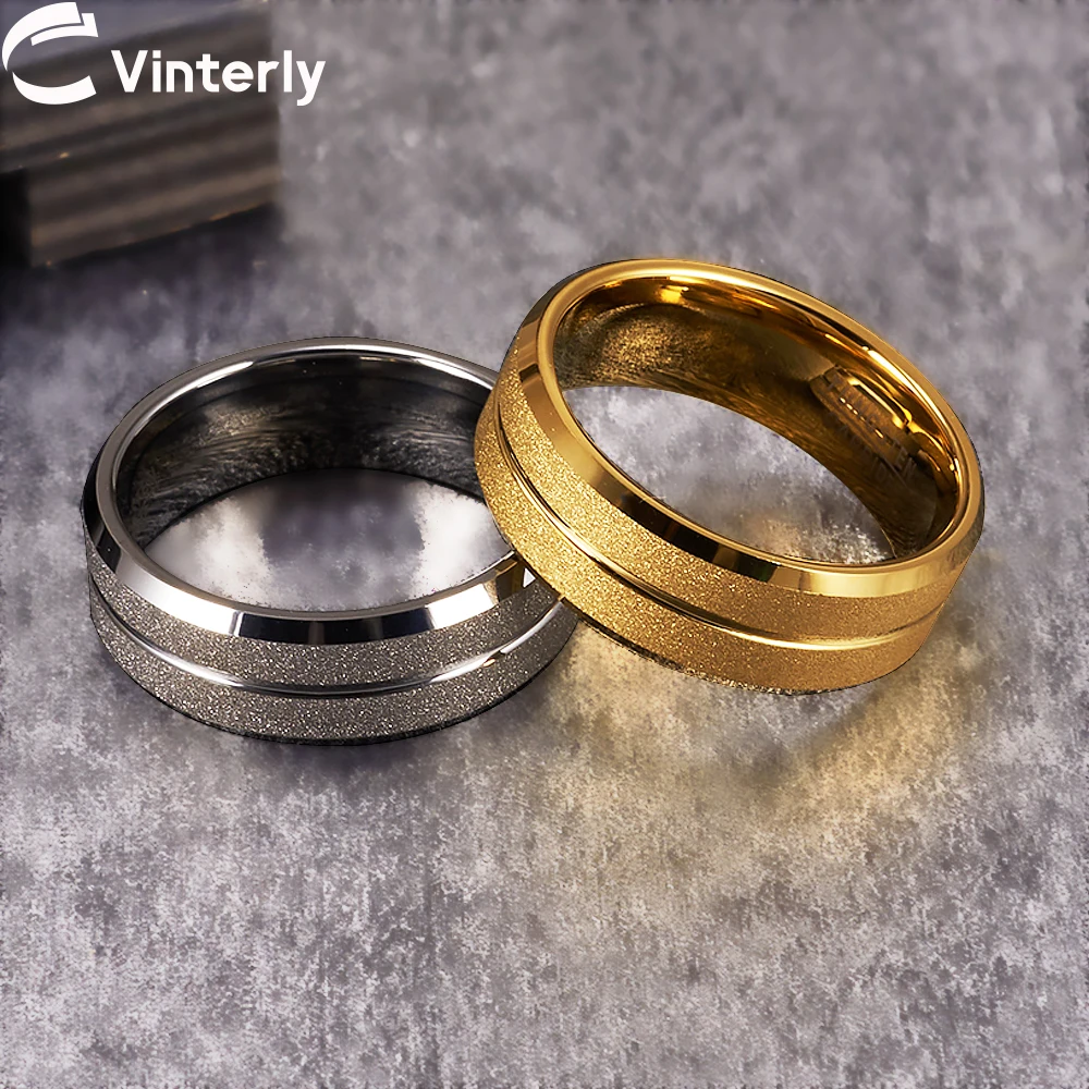 Vinterly-Anti-scratch-Tungsten-Carbide-Ring-for-Women-Men-Matte-Gold ...