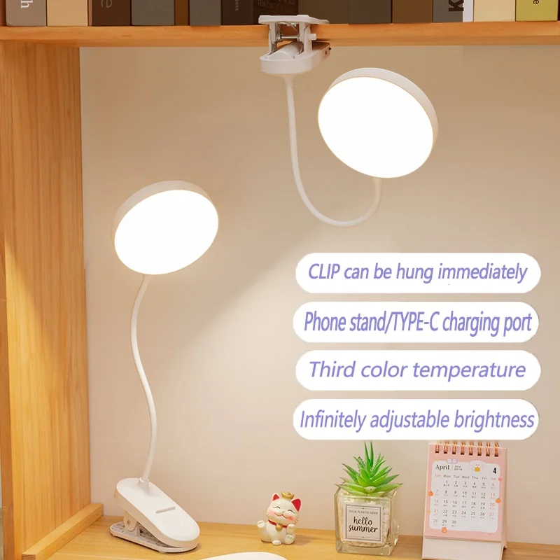1pc Clip-on Book Light, Battery Powered Flexible Hose Desk Lamp ...