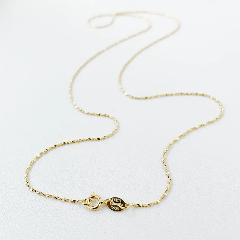 1mm-Thin-925-Sterling-Silver-Gold-Color-Sky-Star-Link-Chain-Necklace ...