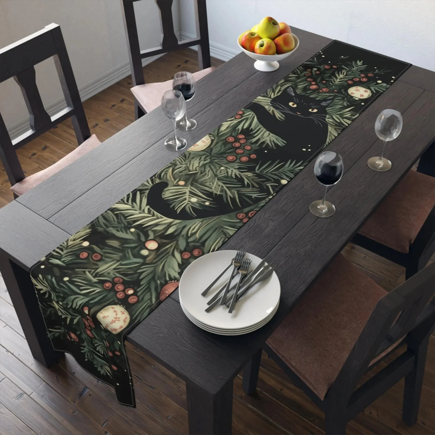 Cat Xmas Table Runner Kitchen Sideboard Decor All Home Styles Best Gift ...