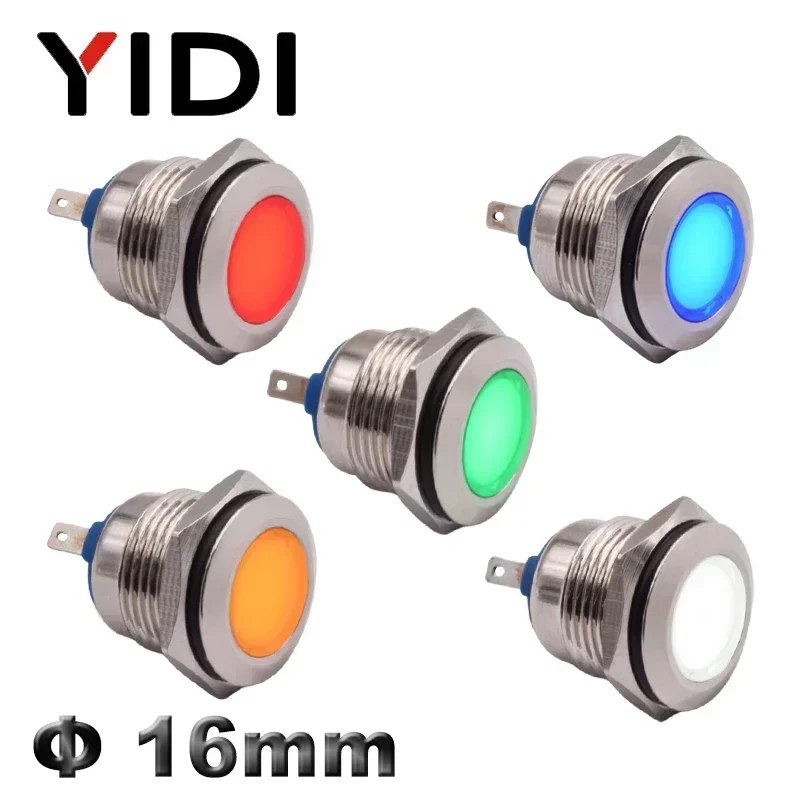 Customized-16mm-Metal-LED-Indicator-Light-Chrome-Panel-Mounted ...