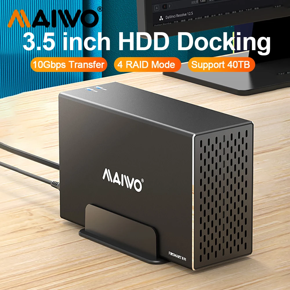 MAIWO-10Gbps-3-5-Inch-Dual-Bay-External-Hard-Drive-Enclosure-Case-USB3 ...