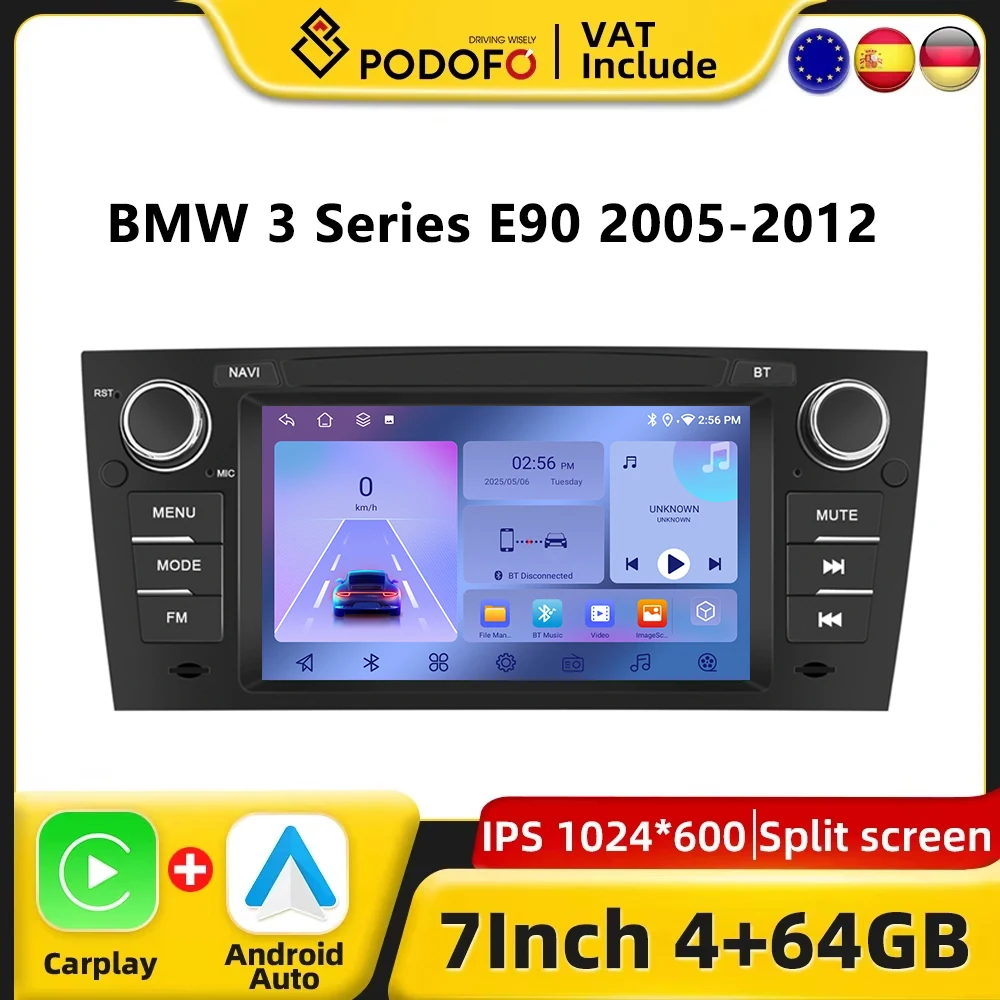 Podofo CarPlay Android Radio For BMW 3 Series E90 2005-2012 Car ...
