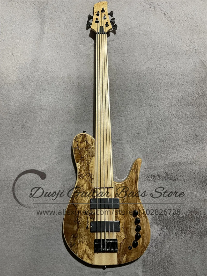 5-Strings-Lessfrets-Bass-Guitar-Fode-Bass-Maple-Neck-Though-ASH-Wood ...