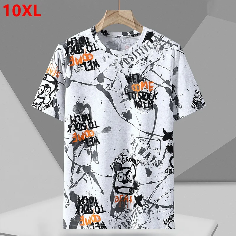 Tide men summer short-sleeved plus size casual half-sleeve cotton T-shirt 10xl 160kg oversized t ...