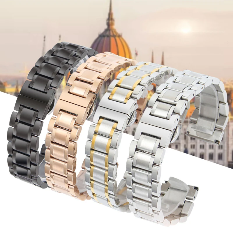 Curved-Metal-Stainless-Steel-Strap-18mm-20mm-22mm-24mm-Solid-Butterfly ...