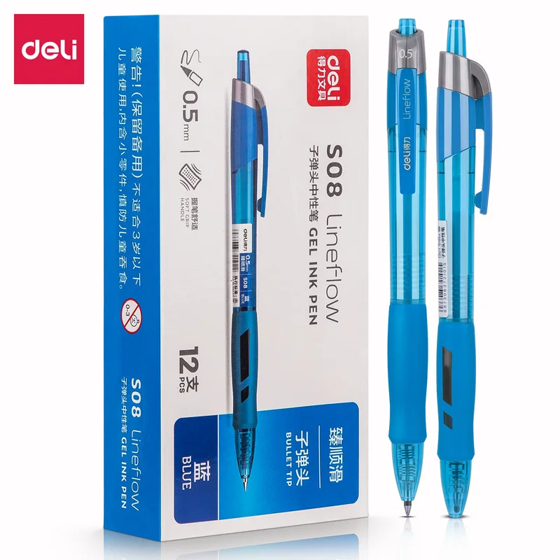 3Pcs-Set-deli-Ballpen-Retractable-Gel-Pens-Black-Blue-Ink-0-5mm ...