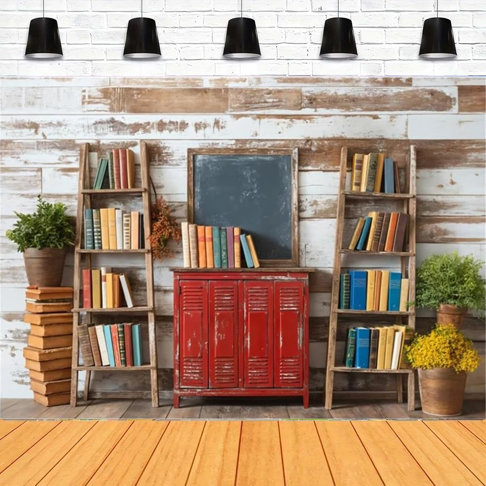 Photography Backdrop Vintage Classroom Bookcase Back to School ...