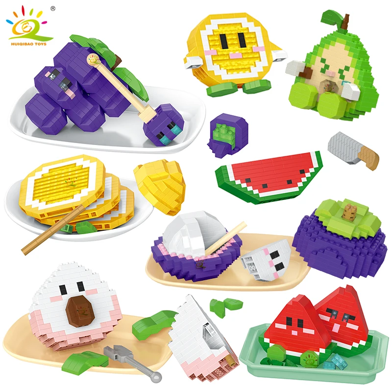 HUIQIBAO-Mini-Cute-Fruit-Micro-Building-Blocks-3D-Diamond-Model-Lemon ...