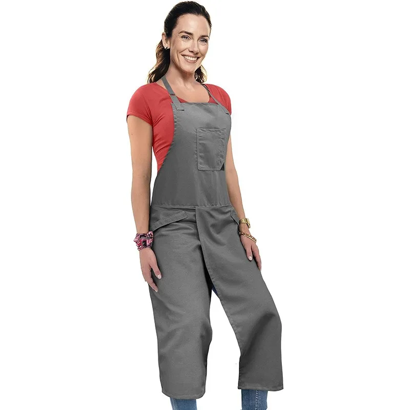 Split Leg Pottery Apron Cotton Canvas Aprons Durable Simple Wear ...