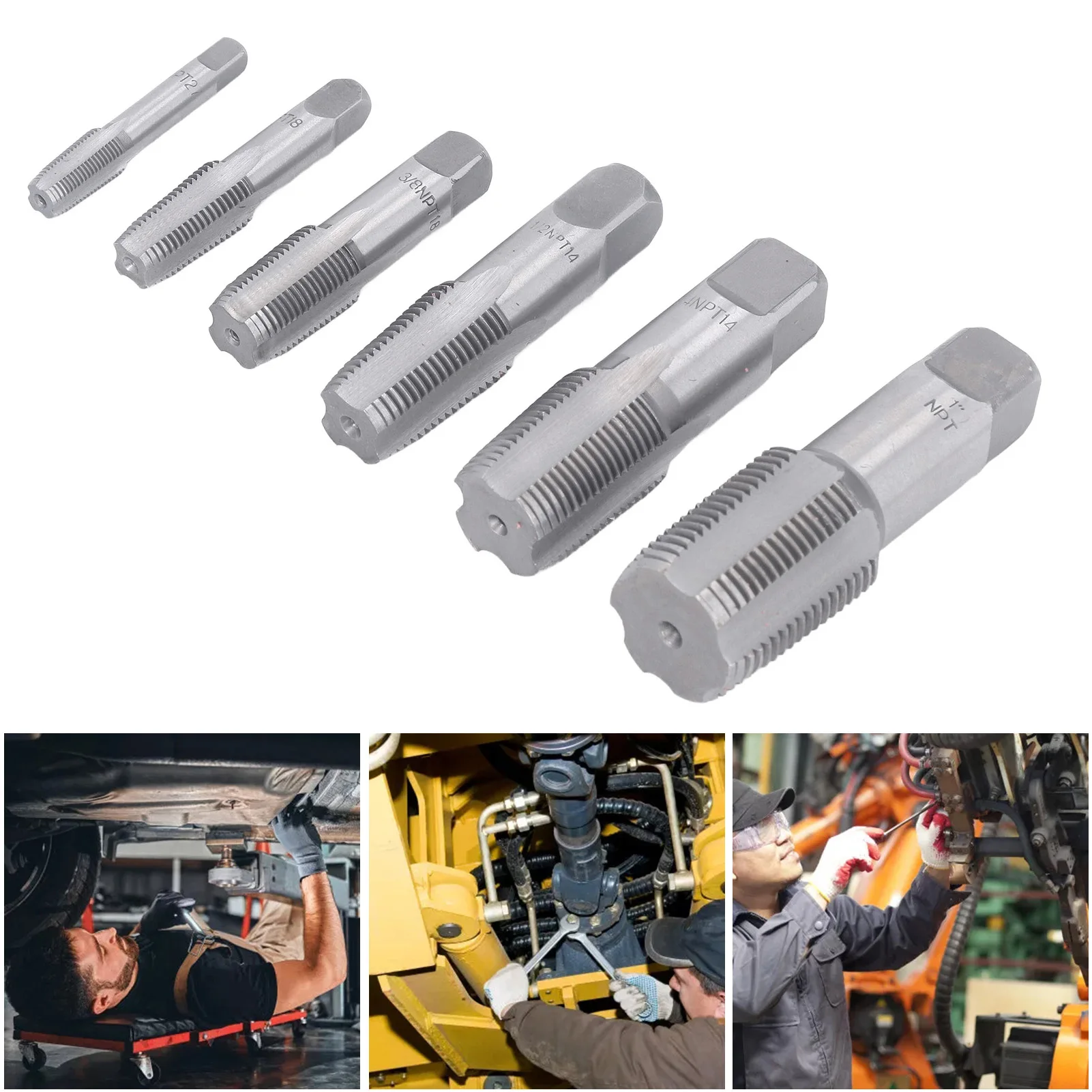 6Pcs Pipe Tap NPT 1in 3/4in 1/2in 3/8in 1/4in 1/8in Carbon Steel Thread ...