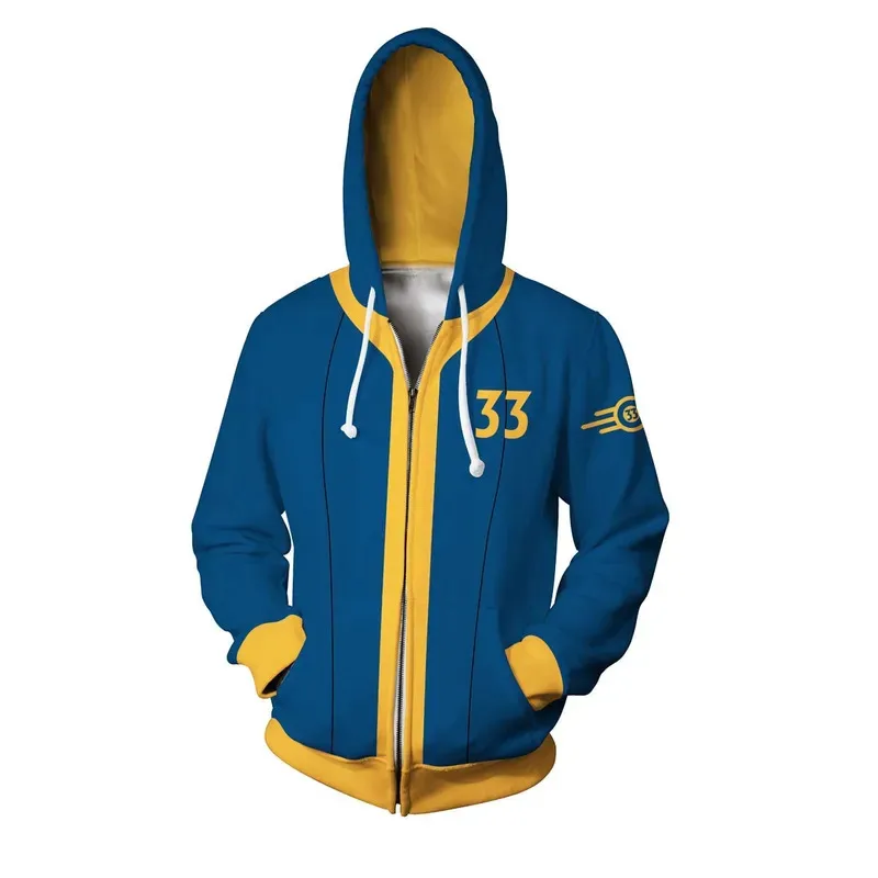 2025 aaa Fallout 4 Print Hoodie 3D Cosplay Costume Zipper Jacket Long ...