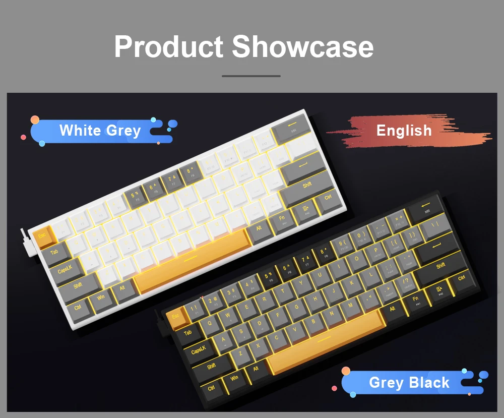 E-YOOSO Z11 USB 60% Mini Mechanical Gaming Wired Keyboard Red Switch 61 ...