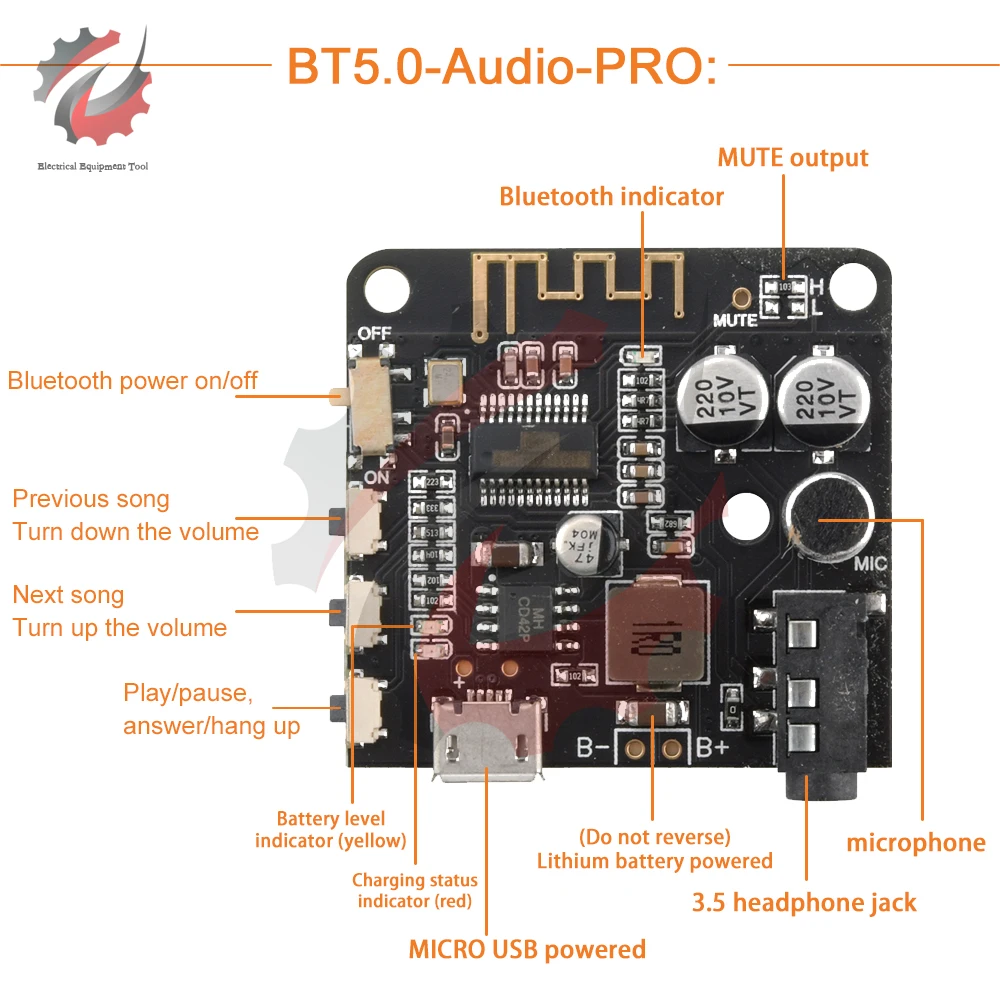 Scheda-ricevitore-Audio-Bluetooth-fai-da-te-modulo-Bluetooth-3-7-5-0-5V ...