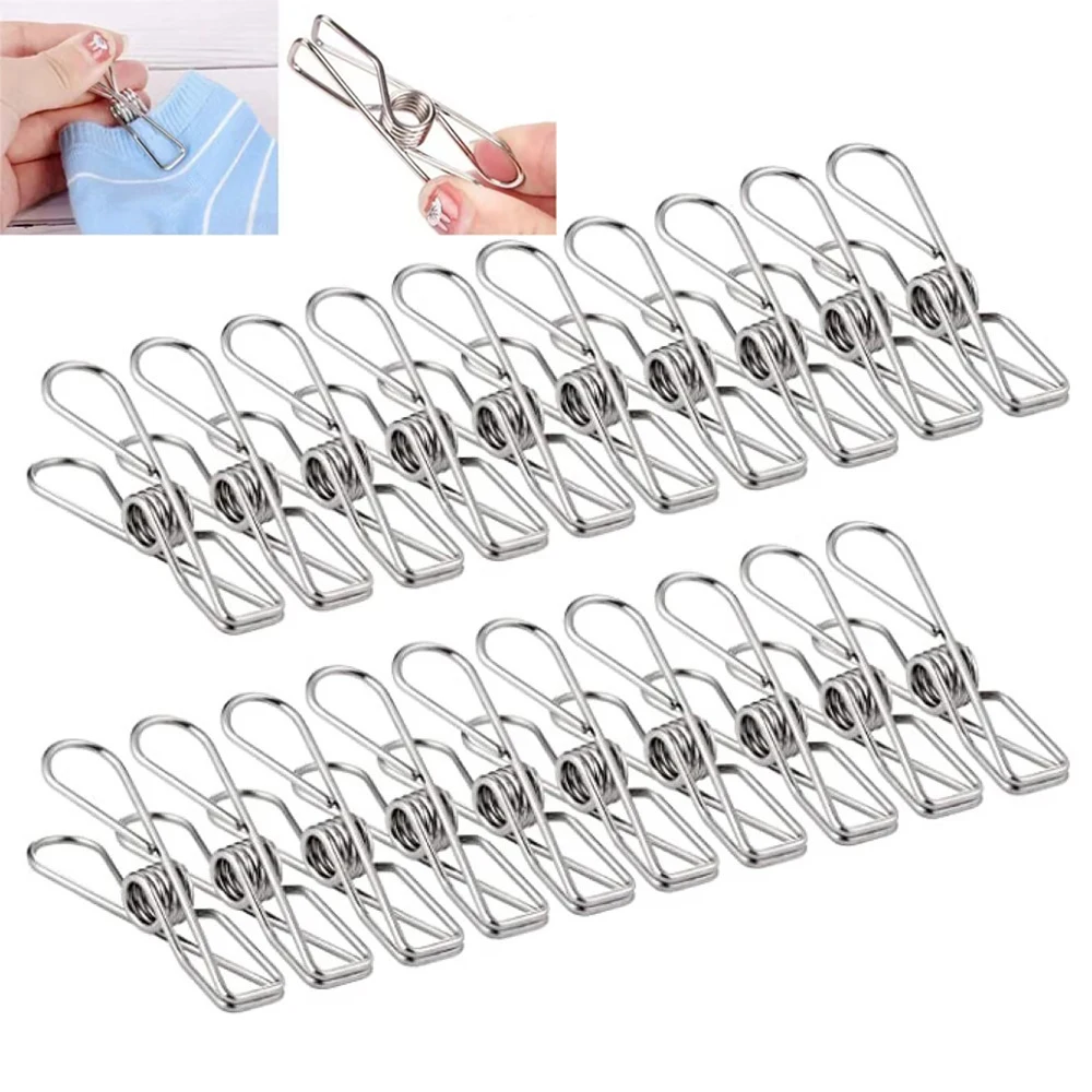10-100Pcs-Stainless-Steel-Clothespins-6cm-Clips-Clothes-Pegs-Washing ...