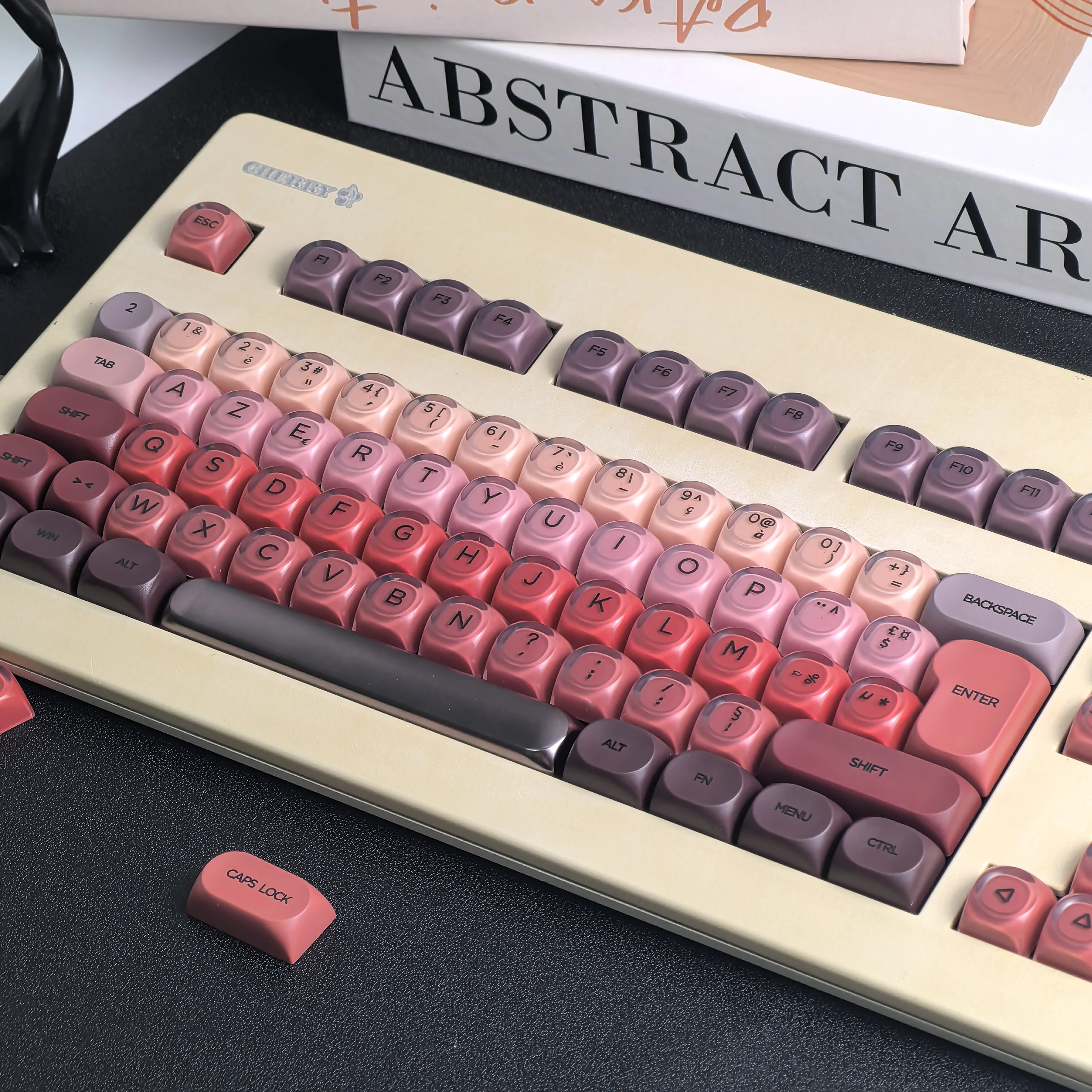 Maimoo azerty keycaps francês iso layout retro cristal batom vermelho ...