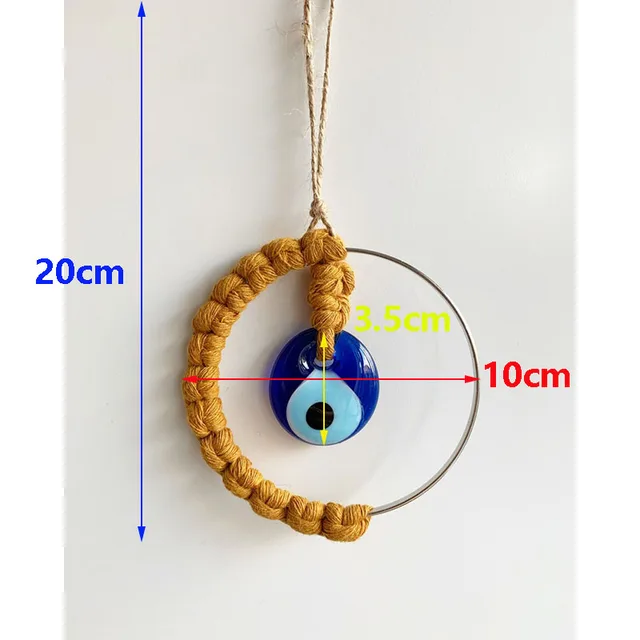 Lucky Eye Glass Blue Turkish Evil Eye Pendant Macrame Wall Hanging ...