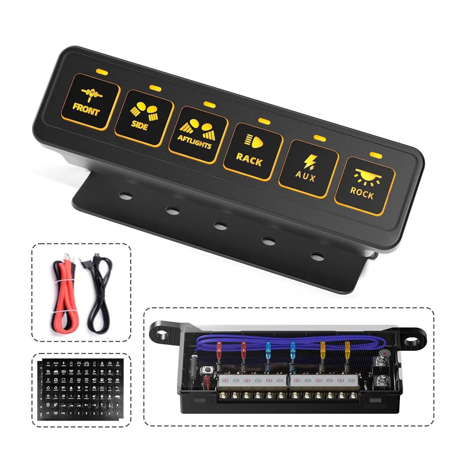 12V Wireless 6 Gang 4x4 Switch Panel 80A Circuit Control Relay Switch ...