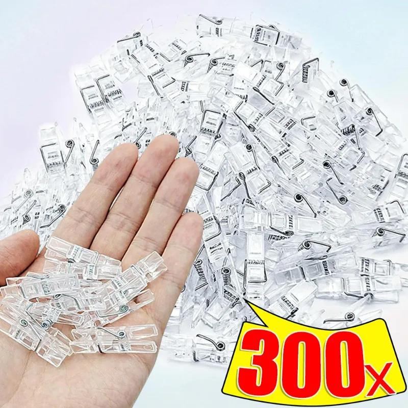 300-50PCS-Mini-Photo-Clips-Transparent-Spring-Clips-Plastic-Towel ...