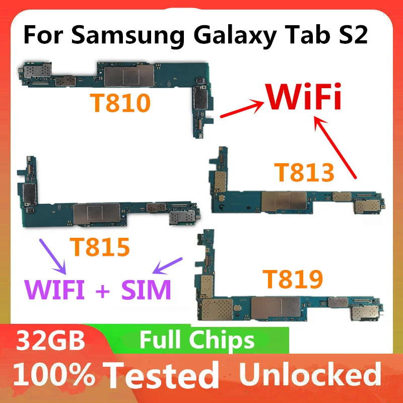 For-Samsung-Galaxy-Tab-S2-T815-T810-T819-T813-Motherboard-32gb-Original ...