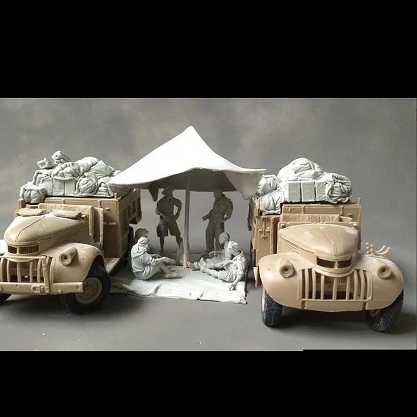 Resin soldier 1/35 ancient soldier Crew 6 figures, 2 stowage, ground ...