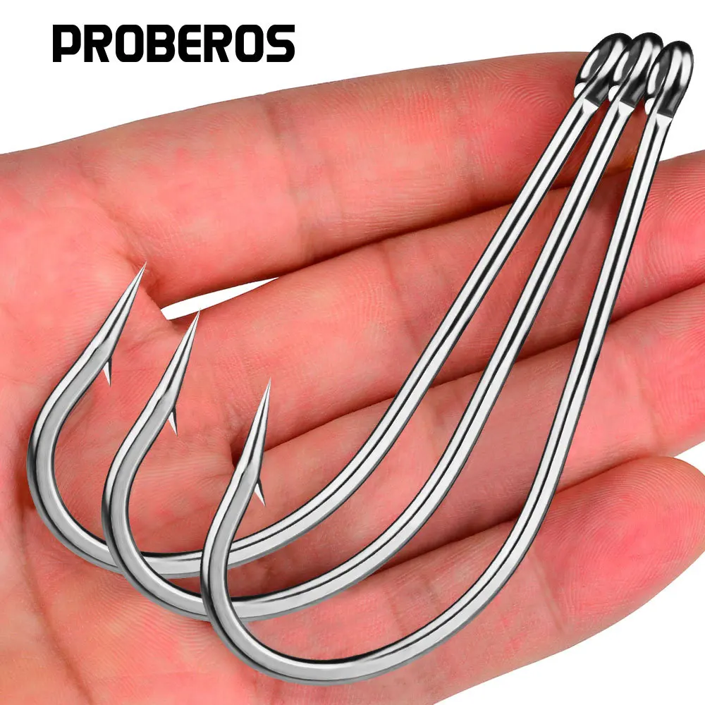 20Pcs 3/0-10/0# Lure Soft Bait Sea Fishing Hook Stainless Steel Long ...