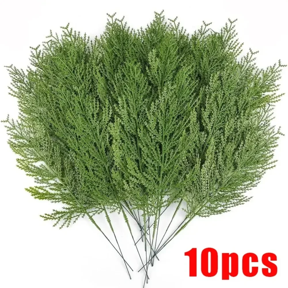 10-1PCS-Christmas-Artificial-Pine-Branches-Green-Fake-Plant-Leaves-DIY ...