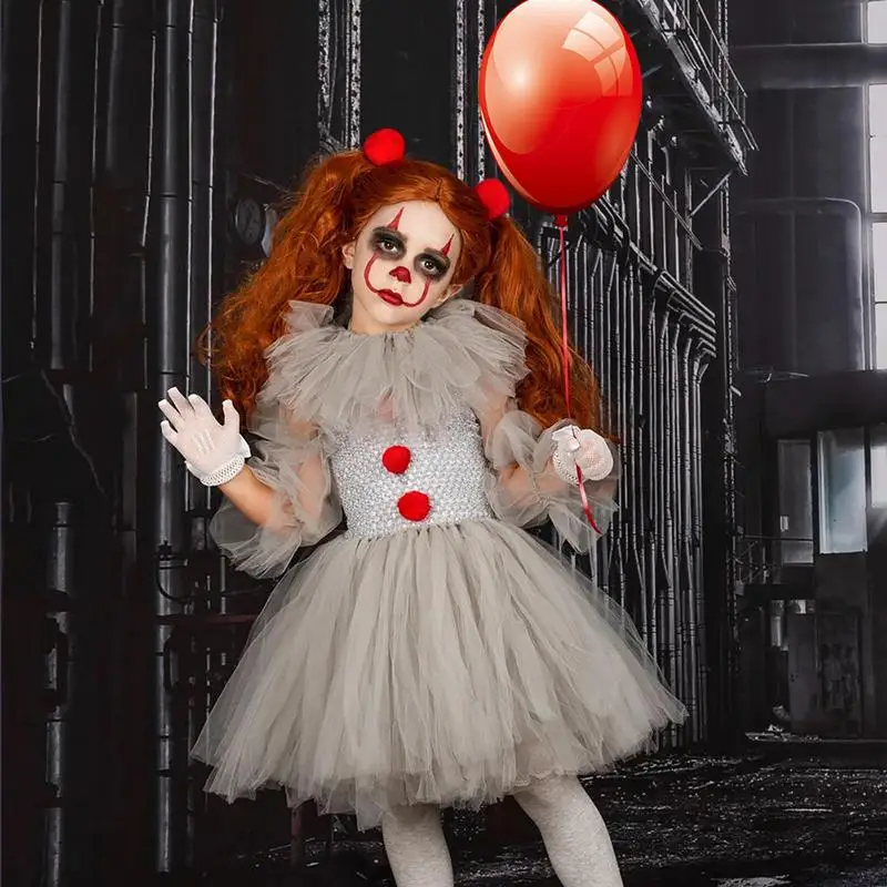 Halloween Clown Costume for Girls Halloween Cosplay Princess Dress ...