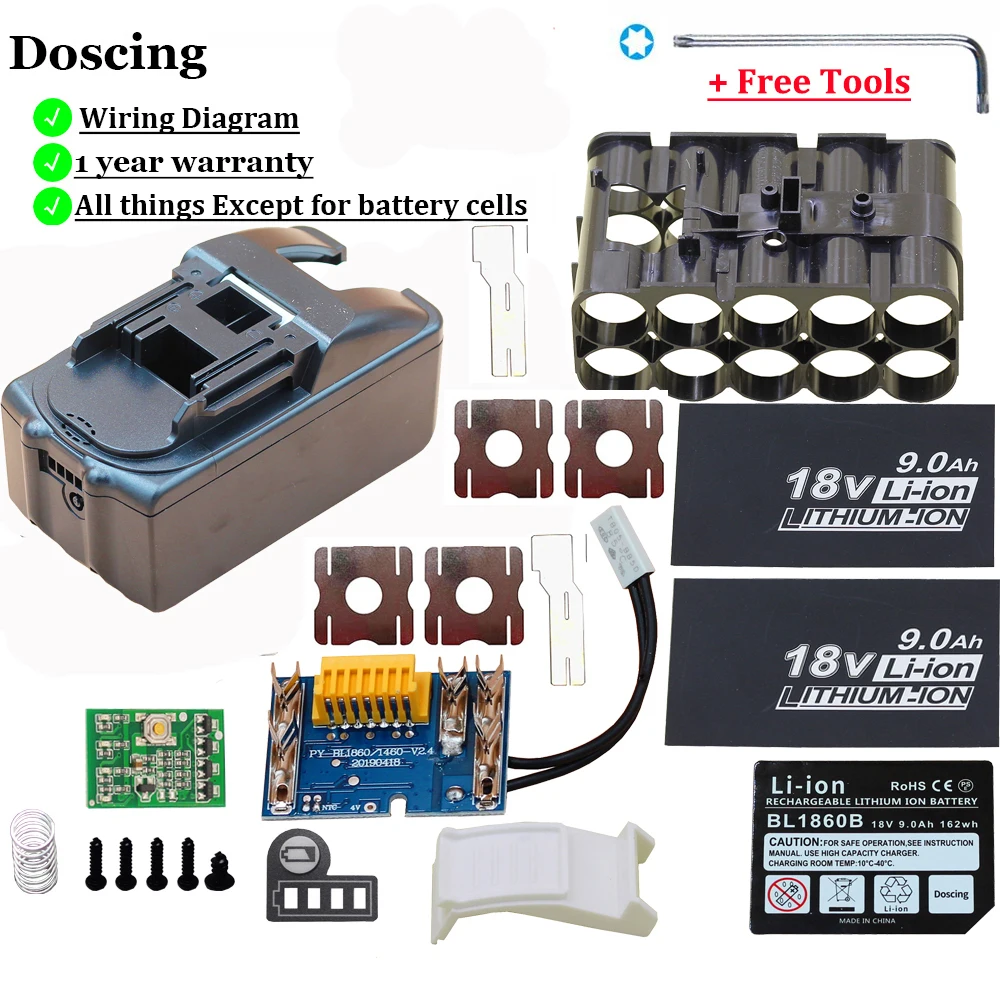 BL1890 10*21700 리튬 이온 배터리 케이스, PCB 쉘 박스, DIY BL1860 BL1830 BL1840 ...