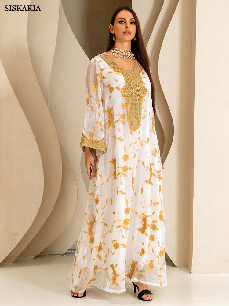 Robe-de-soir-e-musulmane-manches-longues-caftan-marocain-Abaya-maille ...
