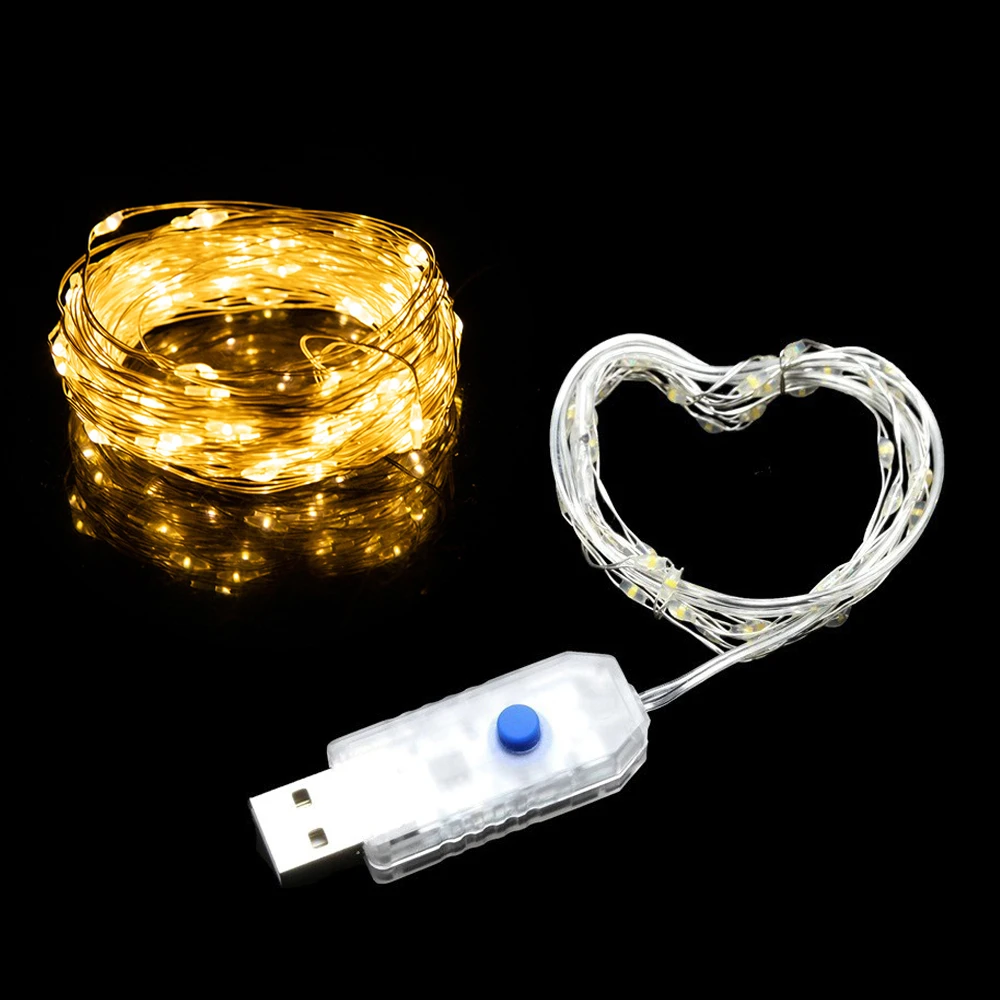 Luces de hadas de alambre de cobre Led alimentadas por USB, cadena de ...