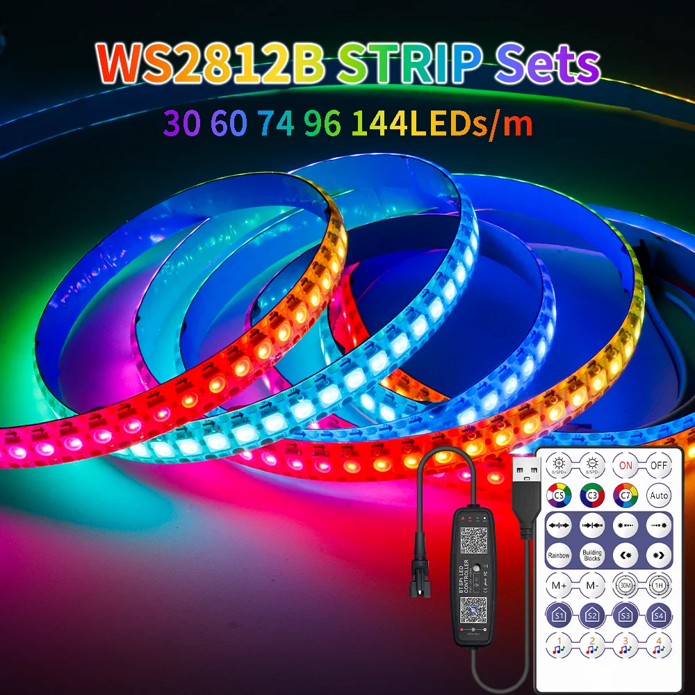 WS2812B RGB full color LED Strip USB music Bluetooth Controller Kits 30 ...