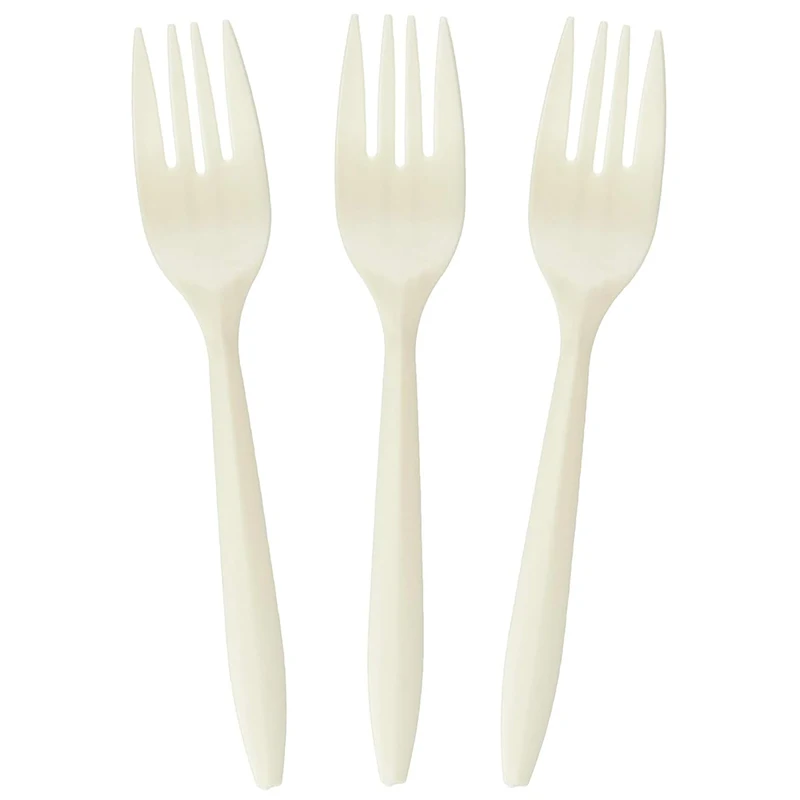 100-300-500Pcs-Plant-Starch-Disposable-Forks-6-Inch-Cornstarch-Bio ...