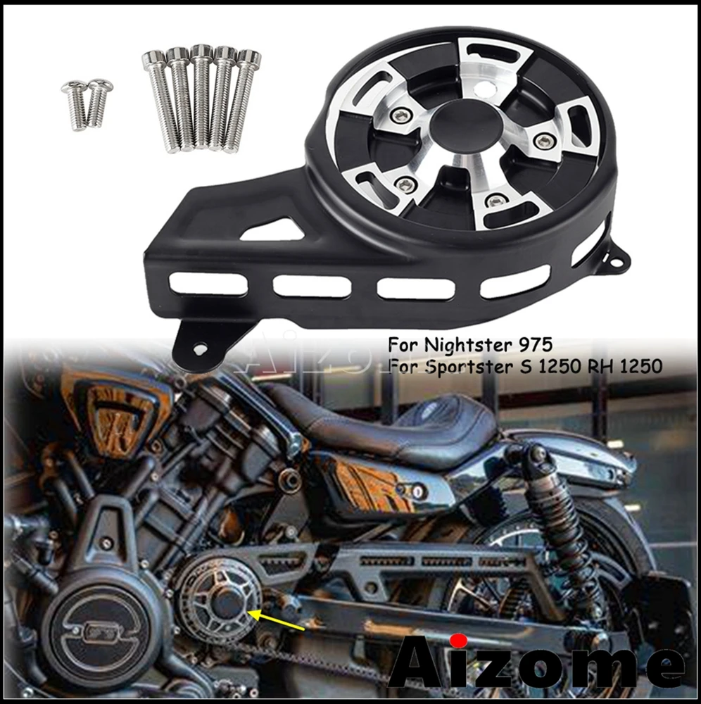 Left Side Motorcycle Pulley Engine Sprocket Cover Guard For Harley ...