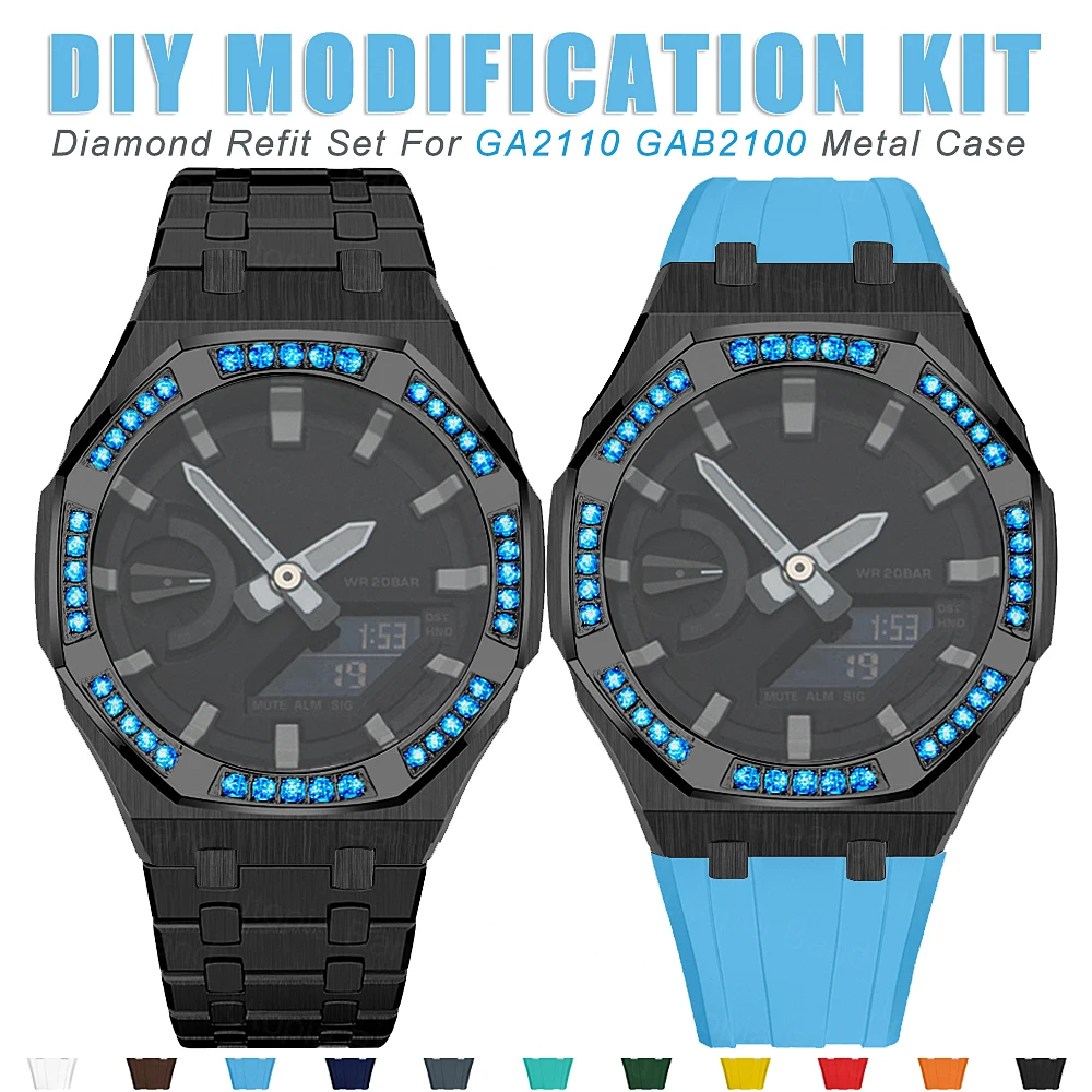 Luxury Diamond Modification Kit For Casioak GA2100 GA 2110 Stainless ...