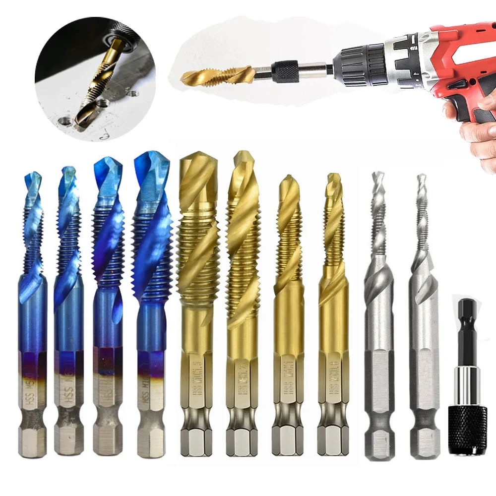 3-6Pcs-Thread-Tap-Drill-Set-Hex-Shank-Combination-Drill-and-Tap-Bit-Set ...