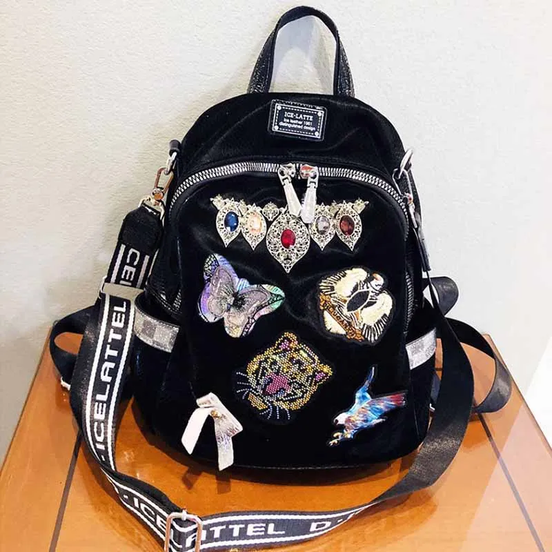 Genuine-Leather-Backpack-Luxury-Diamond-Designer-Shoulder-Bag-High ...