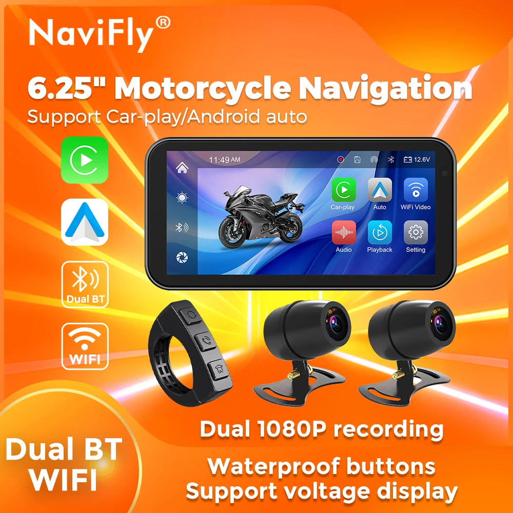 Suitable for motorcycles 6.25" Motorcycle Navigation Support Car-play ...