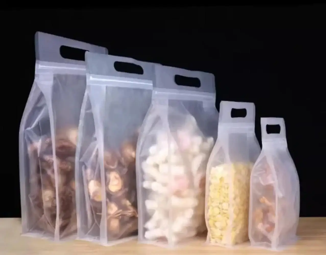 50PCS-3D-Frosted-Plastic-Portable-Ziplock-Bags-Reclosable-Matte-Snack ...