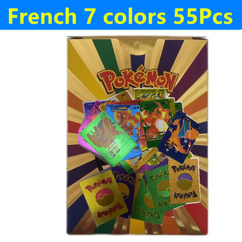 27-110pcs carte pokémon françaises Pikachu Gold Silver Black Vmax GX ...