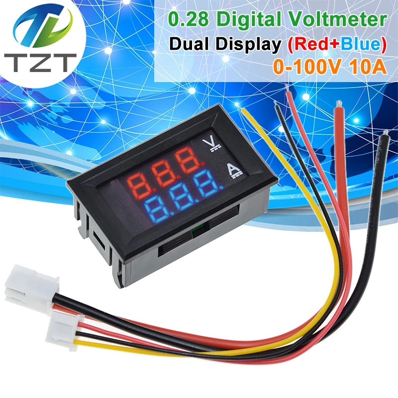 DC 0 100V 10A Digital Voltmeter Ammeter Dual Display Voltage Detector Current Meter Panel Amp ...