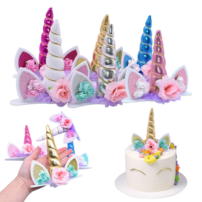 Unicorn Horns Cake Topper Kit Kids Birthday Cake Decorating Boy Girl ...
