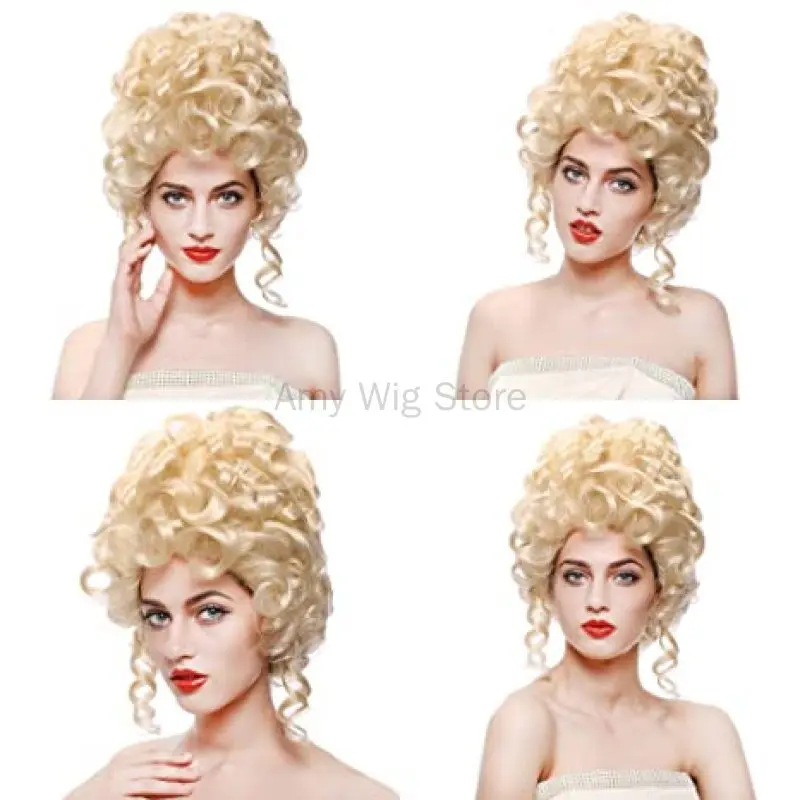 Retro Vintage Wig Tall Beehive Wig Blonde Curl Kinky Long for Women ...