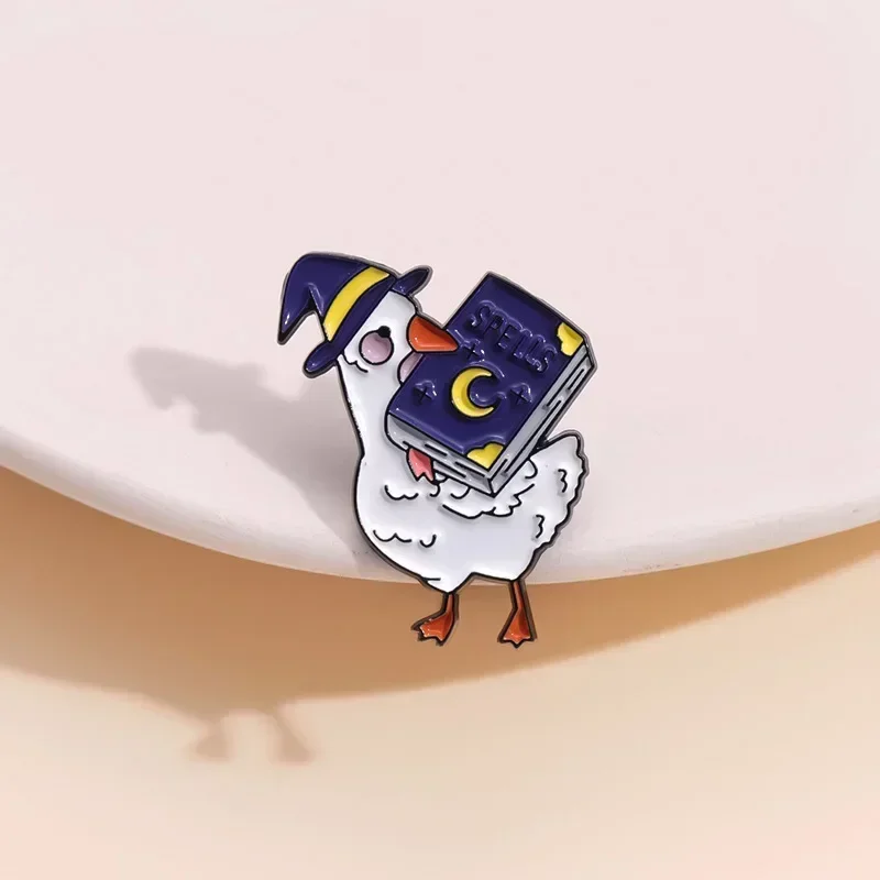 Funny-Spell-Book-Magic-Duck-Brooch-Enamel-Pins-Cute-Little-Duck ...